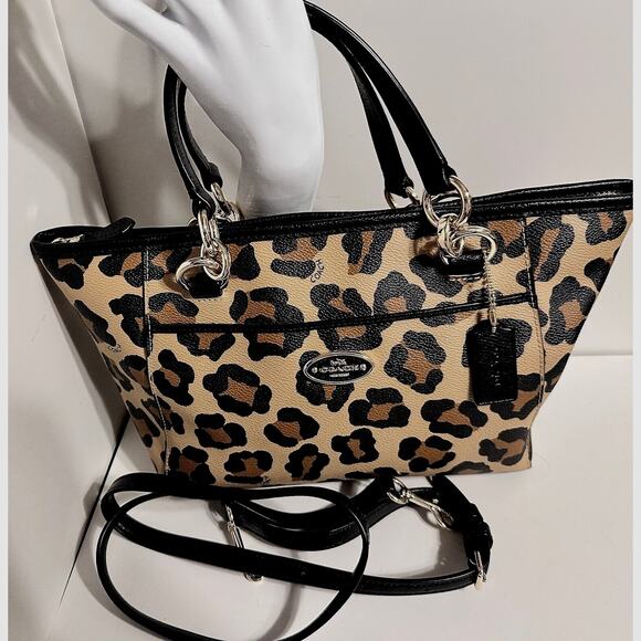 Coach | Bags | Coach Mini Ellis Leopard Ocelot Leather Crossbody Purse ...
